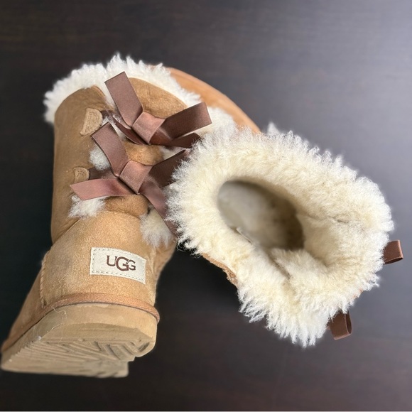 UGG | Shoes | Ugg Girls Bailey Bow Ii Suede Water Resistant Brown ...